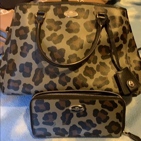 Coach | Bags | Coach Animal Print Handbag Wmatching Wallet | Poshmark